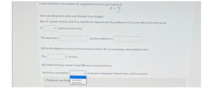 Solved Acity's electricity corcuirtption. E, in gigawatt | Chegg.com