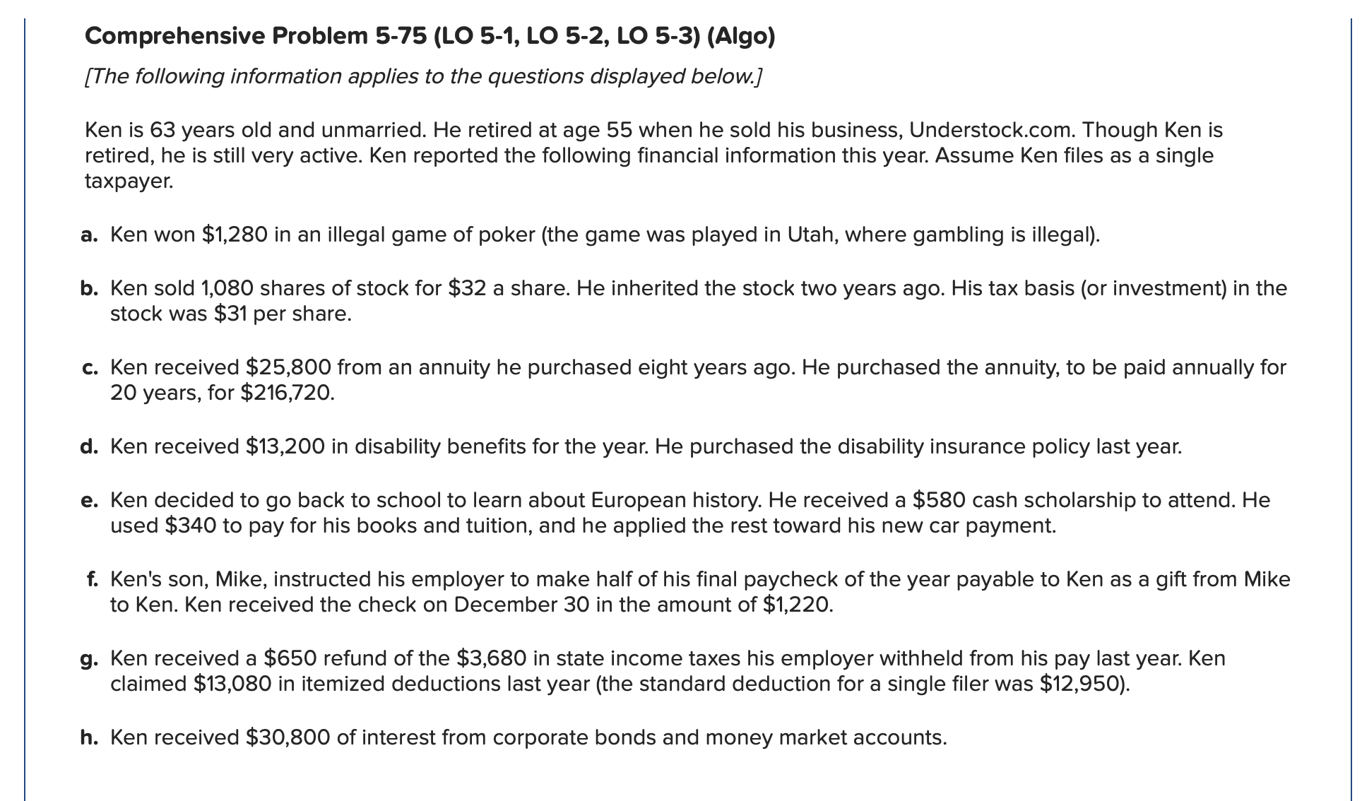 Solved Comprehensive Problem 5-75 (LO 5-1, ﻿LO 5-2, ﻿LO | Chegg.com