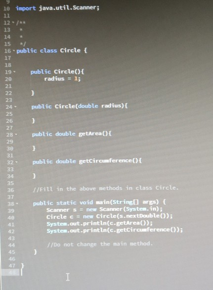 Solved Parti: Work in class Circle Design a class named | Chegg.com