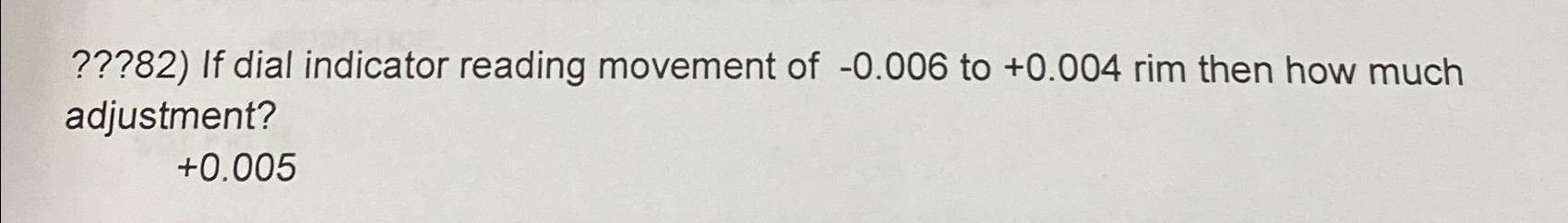 Solved ???82) ﻿If dial indicator reading movement of -0.006 | Chegg.com