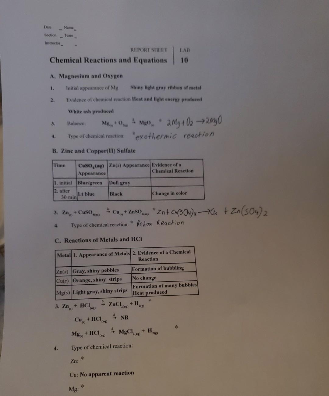 Solved Date Name Section Team Instructor REPORT SHEET LAB | Chegg.com