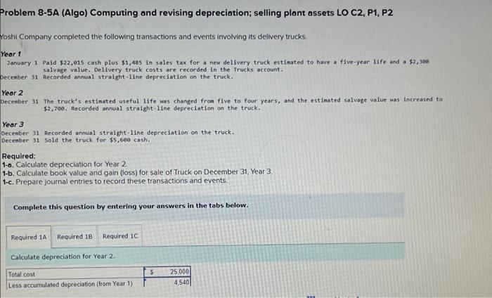 Solved Problem 8-5A (Algo) Computing and revising | Chegg.com