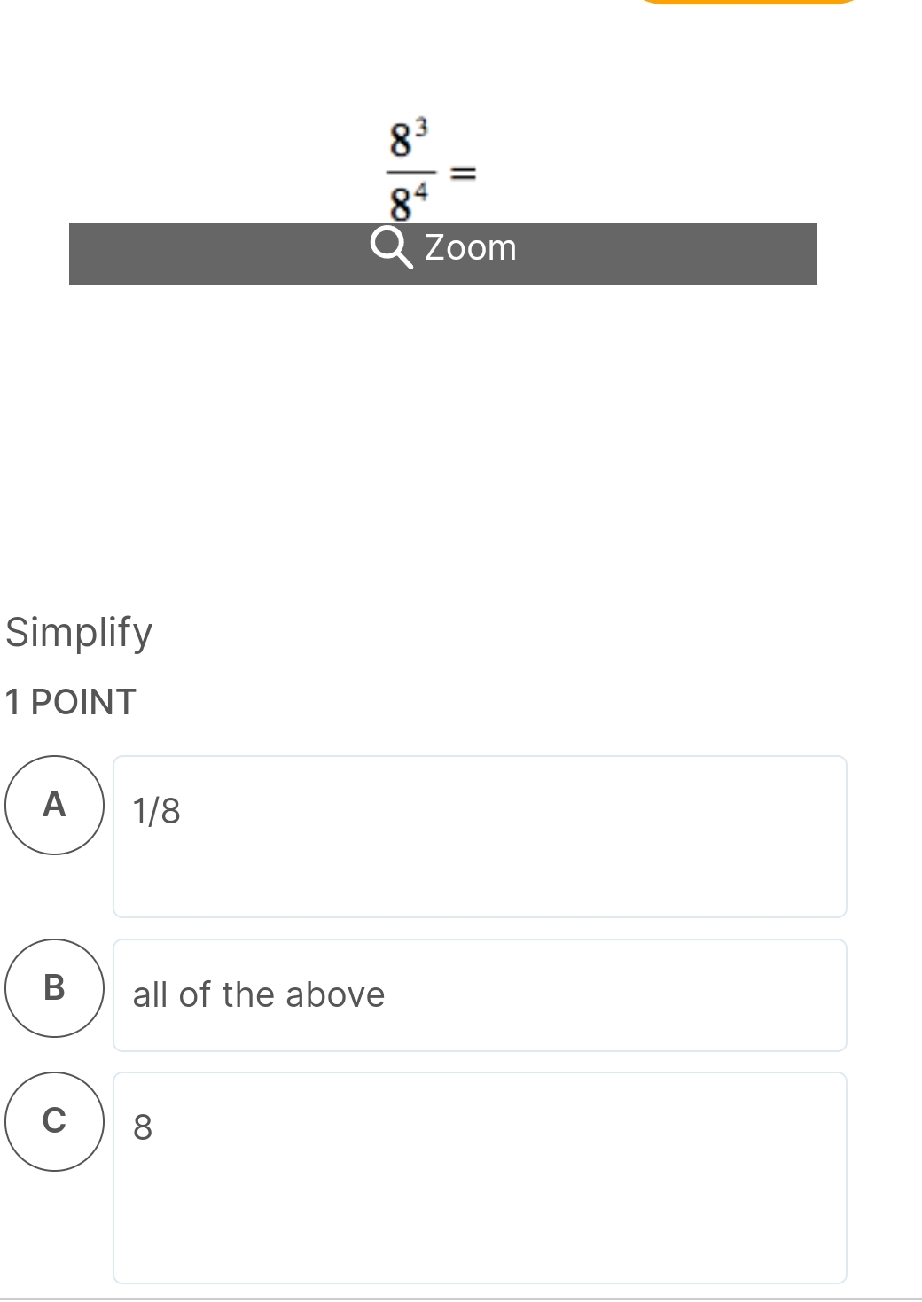 Solved 8384=ZoomSimplify1 ﻿POINT | Chegg.com