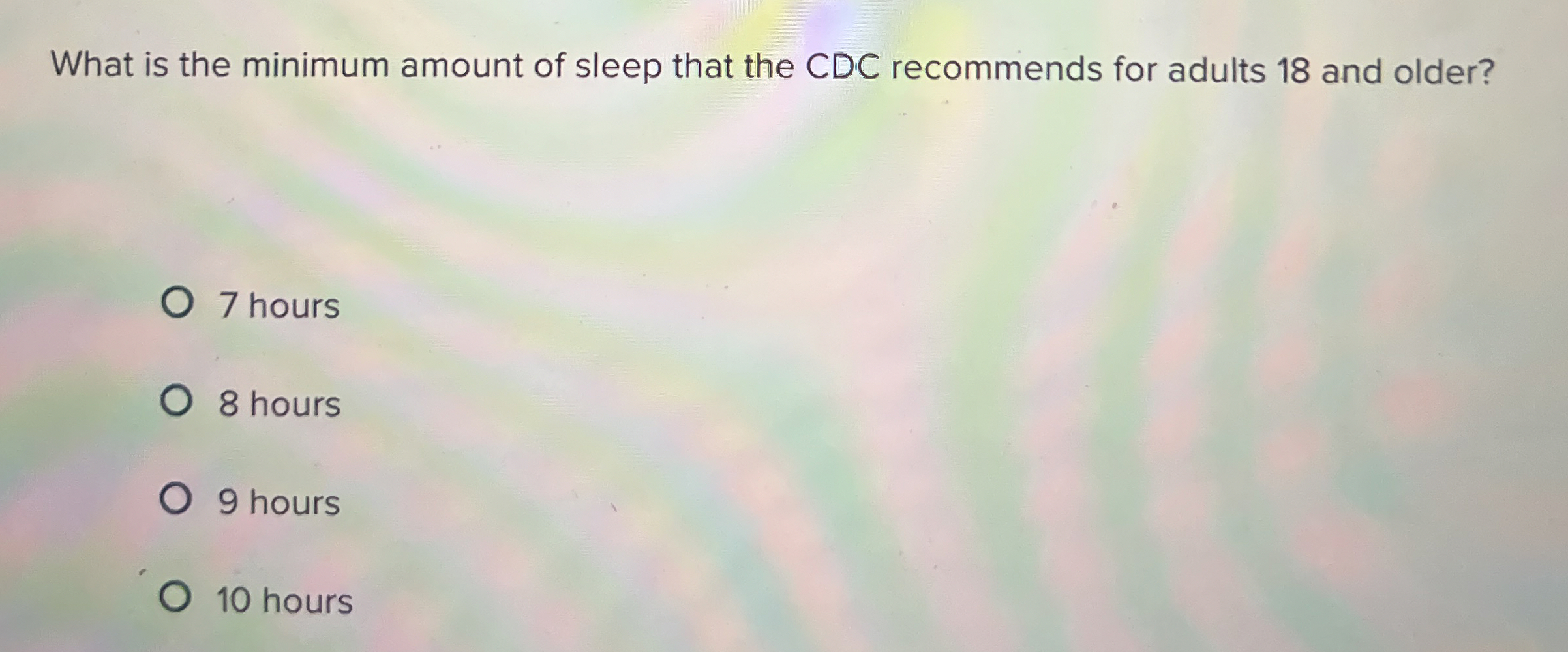 Solved What is the minimum amount of sleep that the CDC | Chegg.com