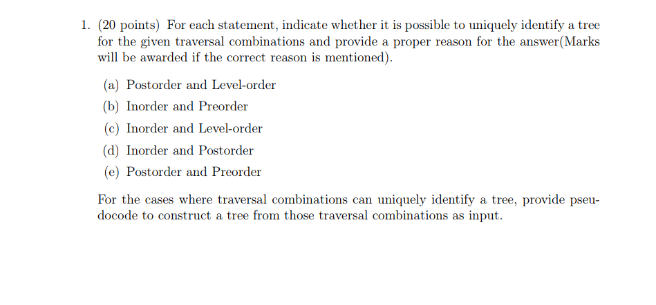 Solved (20 ﻿points) ﻿For each statement, indicate whether it | Chegg.com