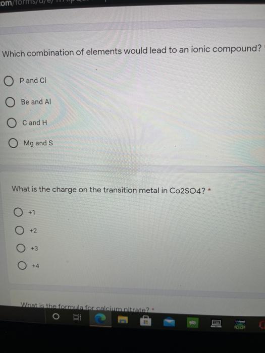 Solved com Which combination of elements would lead to an | Chegg.com