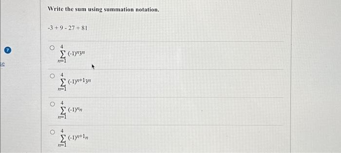 Solved Se Write The Sum Using Summation Notation 3 0694
