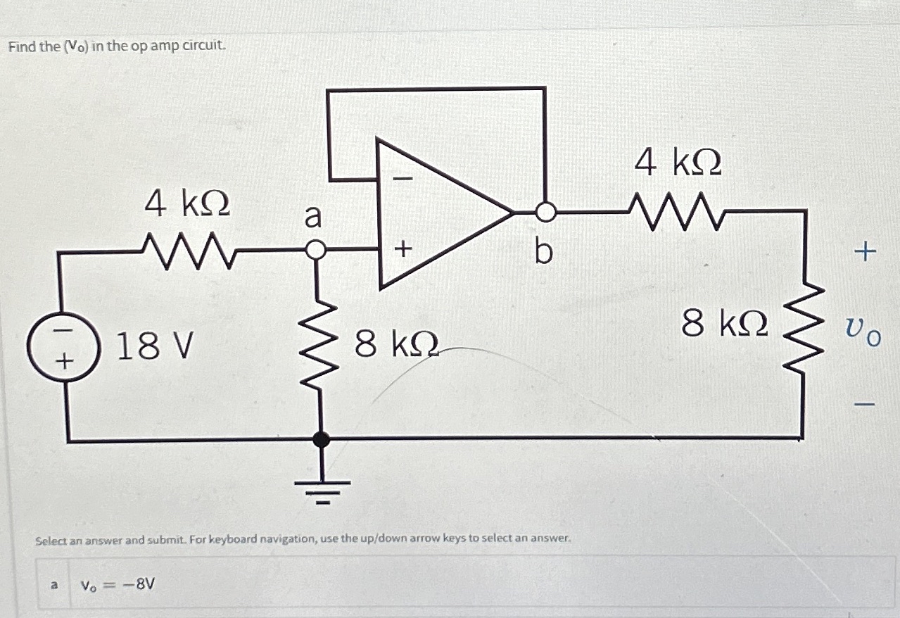 Find the (V0) ﻿in the op amp circuit.Select an answer | Chegg.com
