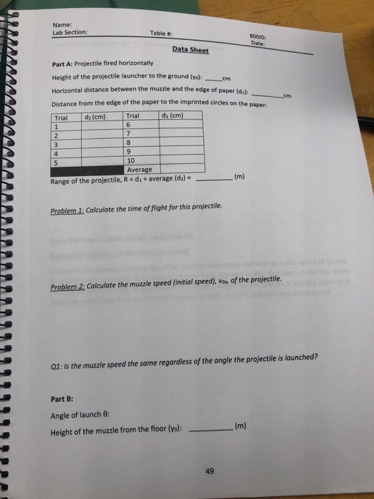 Solved Name: Lab Section: Table #: BOND Data Sheet Part A: | Chegg.com
