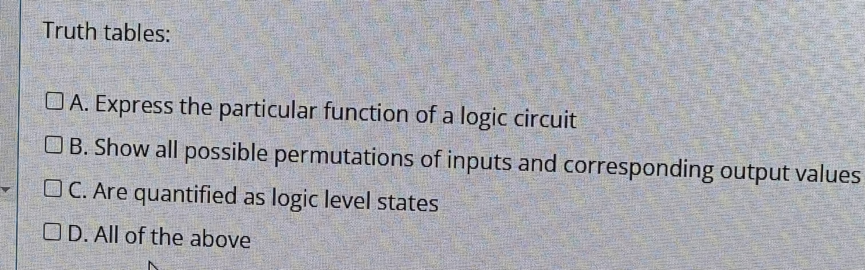 Solved Truth tables:A. ﻿Express the particular function of a | Chegg.com