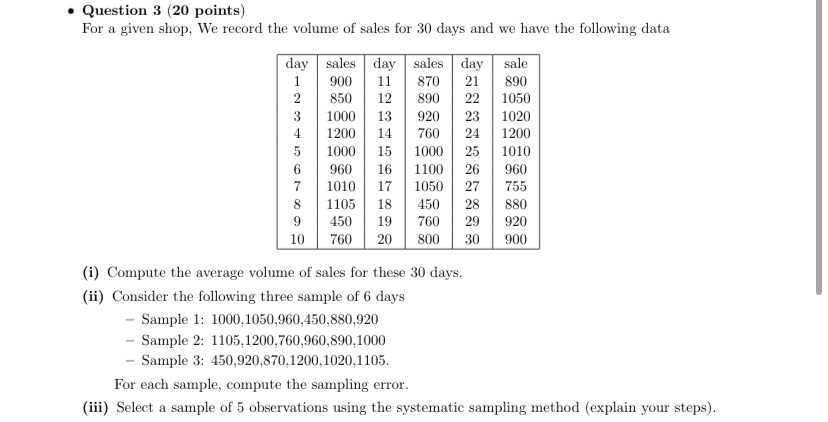 Solved Question 3 (20 ﻿points)For a given shop, We record | Chegg.com