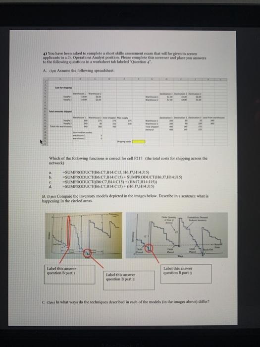 Solved 4) You have been asked to complete a short skills | Chegg.com