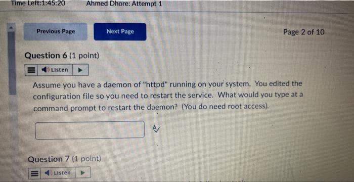 Solved Assume you have a daemon of "httpd" running on your | Chegg.com