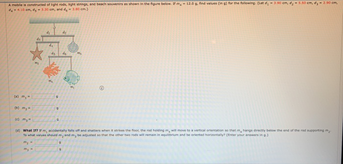 Solved A mobile is constructed of light rods, light strings, | Chegg.com