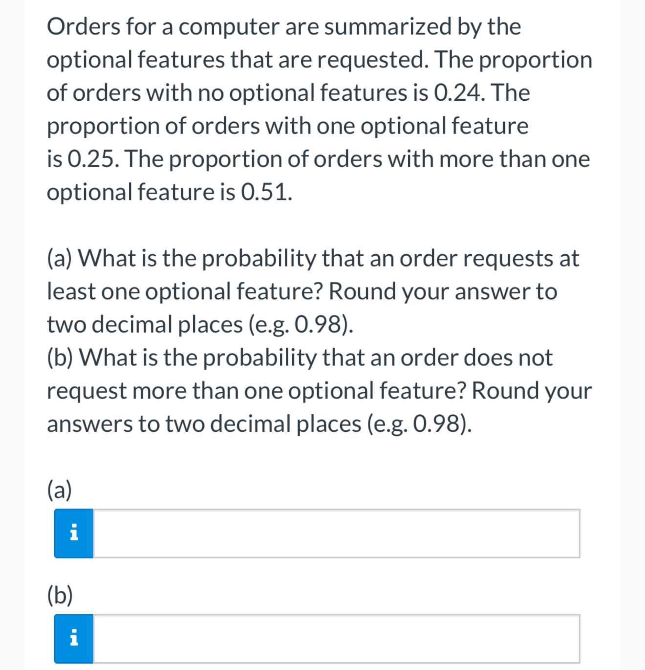 Solved Orders for a computer are summarized by theoptional | Chegg.com