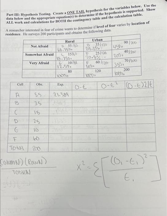 Solved create a contingency table based on this data fill in | Chegg.com