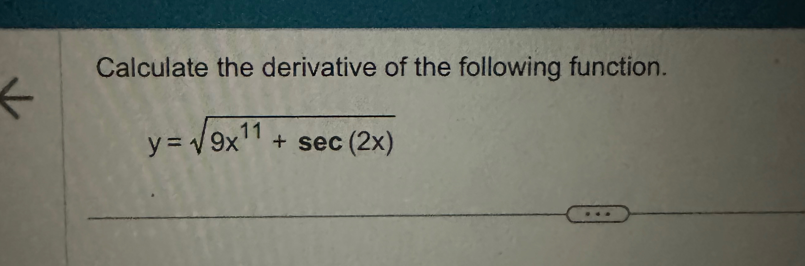 Solved Calculate the derivative of the following | Chegg.com