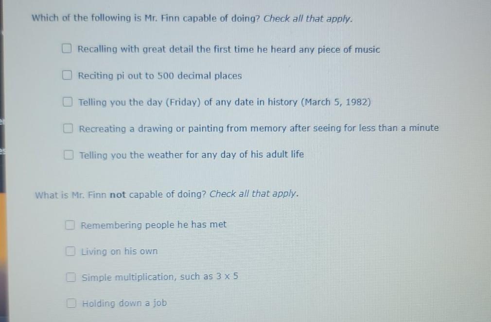 Which of the following is Mr. Finn capable of doing? | Chegg.com
