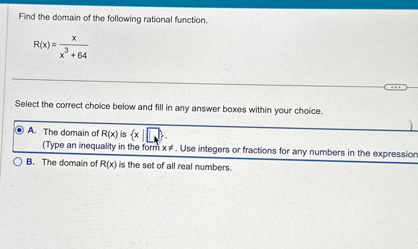 Solved Find the domain of the following rational | Chegg.com
