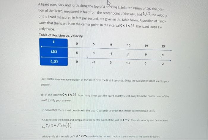 Solved A lizard runs back and forth along the top of a brick | Chegg.com