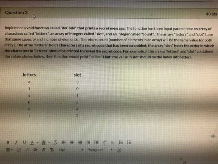 Solved Question 3 40 Pts Implement Avoid Function Called 