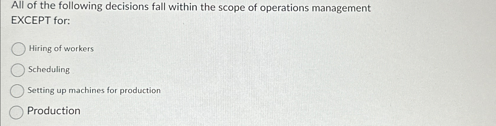 Solved All of the following decisions fall within the scope | Chegg.com