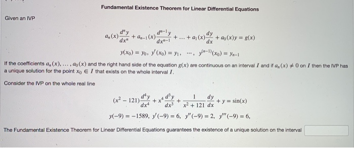 Solved Fundamental Existence Theorem for Linear Differential | Chegg.com