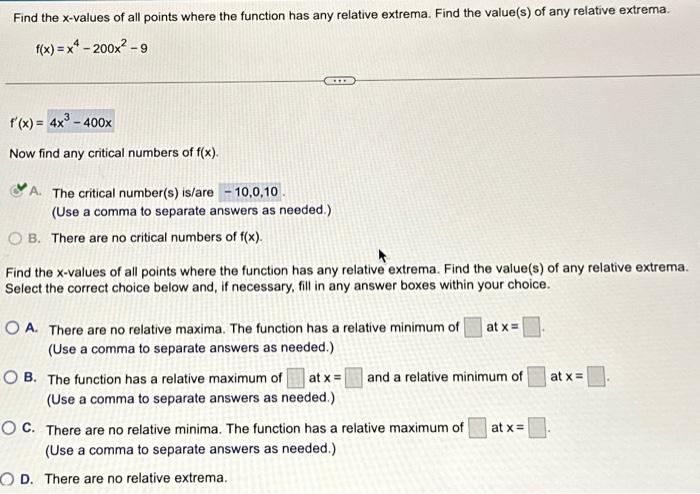 Solved Find the x-values of all points where the function | Chegg.com