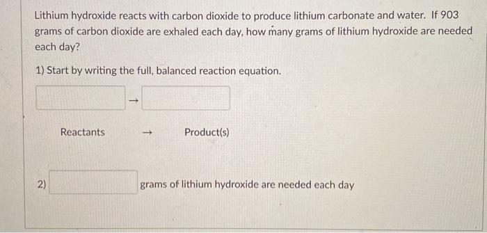 Solved Lithium hydroxide reacts with carbon dioxide to | Chegg.com