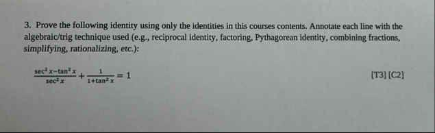 Solved Prove the following identity using only the | Chegg.com