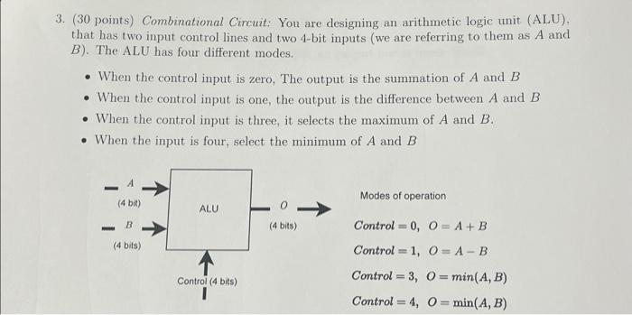Solved 3. (30 points) Combinational Circuit: You are | Chegg.com