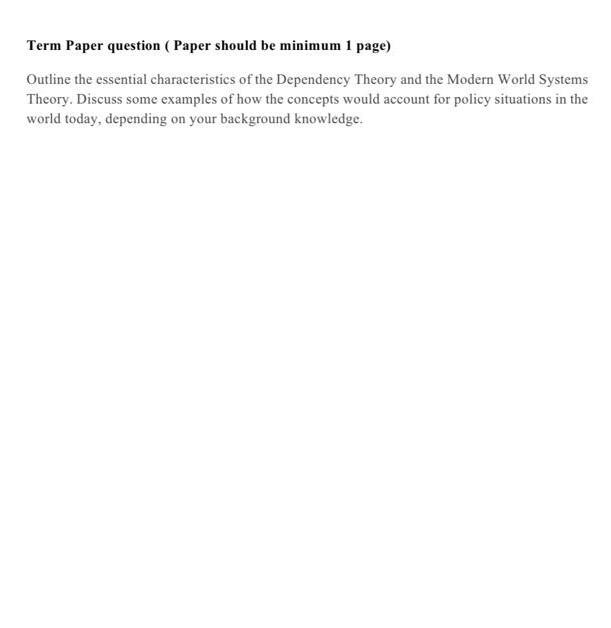 Solved Term Paper question (Paper should be minimum 1 page) | Chegg.com