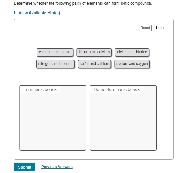 Solved Determine whether the following pairs of elements can | Chegg.com