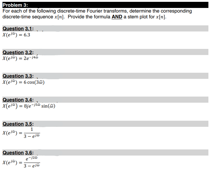Solved Problem 3:For each of the following discrete-time | Chegg.com