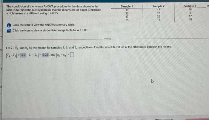 Solved The conclusion of a one-way ANOVA procedure for the | Chegg.com