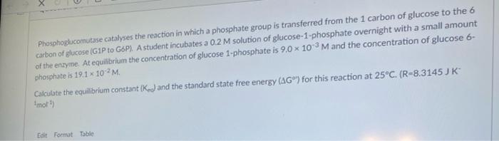 Solved Phosphoglucomutase catalyses the reaction in which a | Chegg.com
