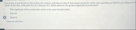 Solved Two points, A and B exist on the surface of a uniform | Chegg.com