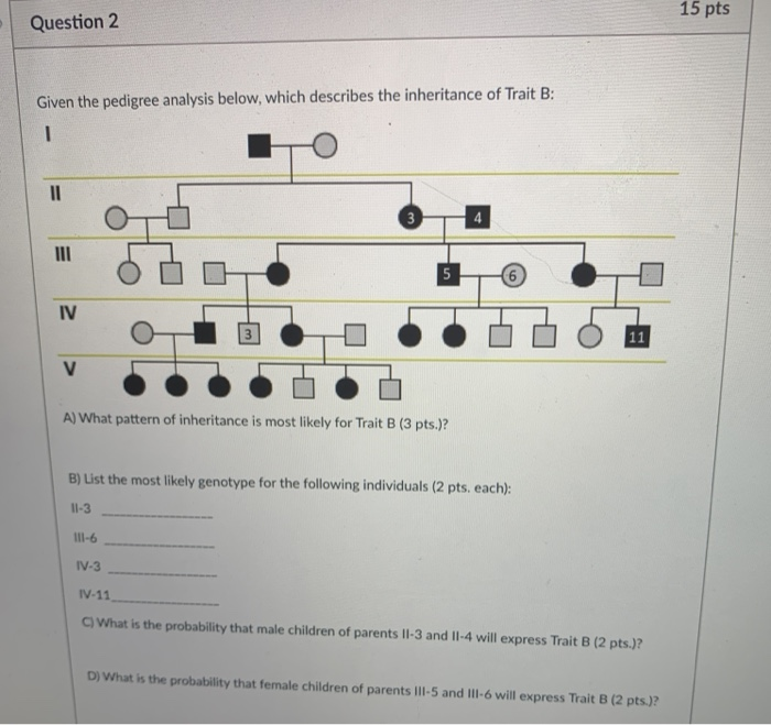 Solved given the Pedegree analysis below, which describes | Chegg.com