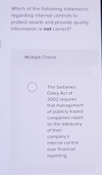 Solved Which of the following statements regarding internal | Chegg.com