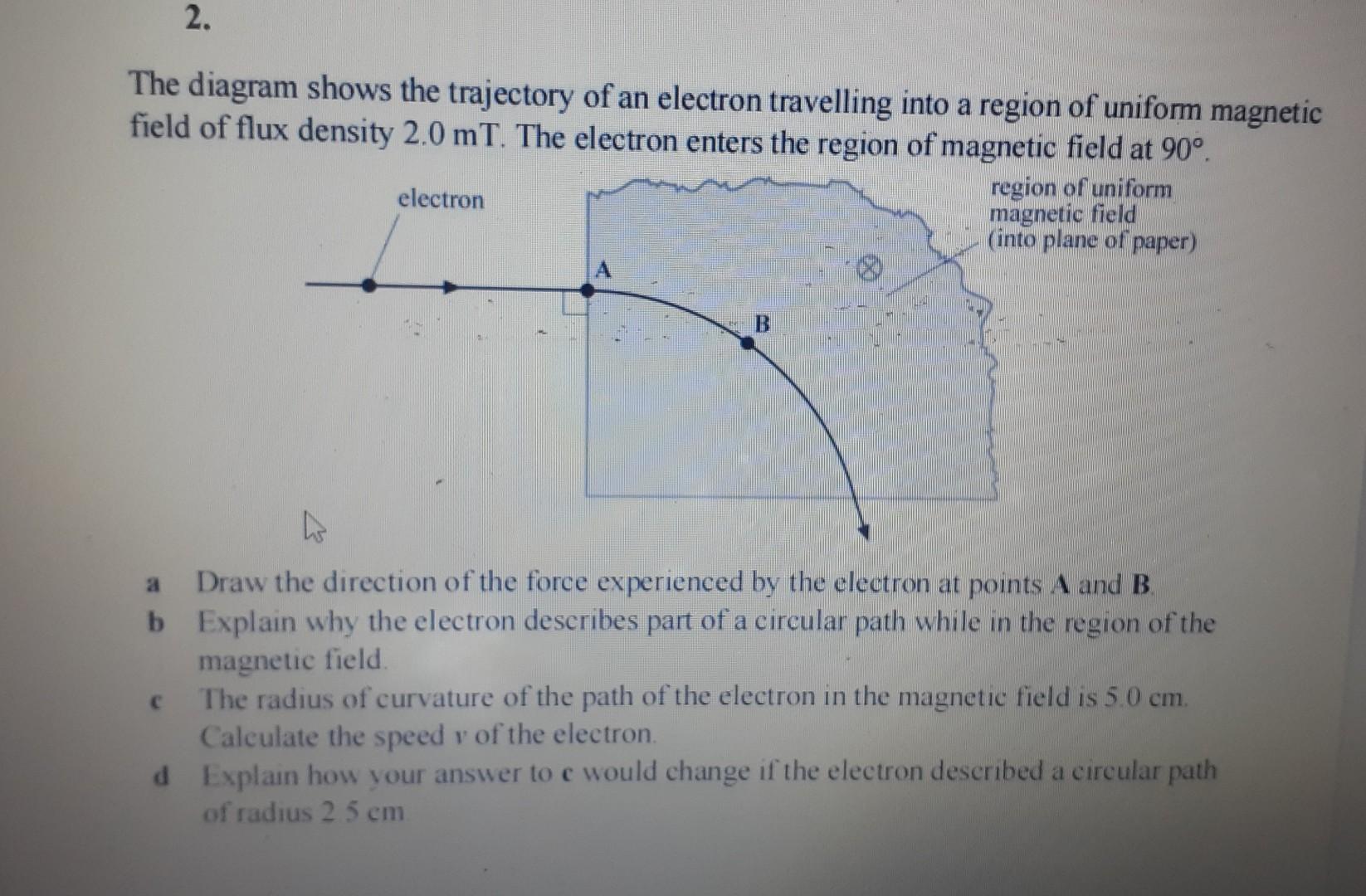 Solved The diagram shows the trajectory of an electron | Chegg.com