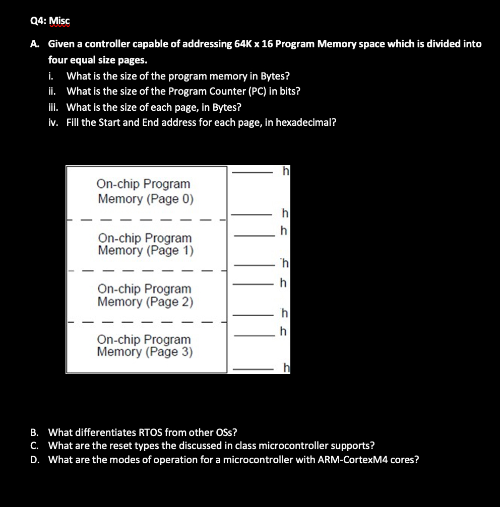 Solved Q4: MiscA. ﻿Given a controller capable of addressing | Chegg.com