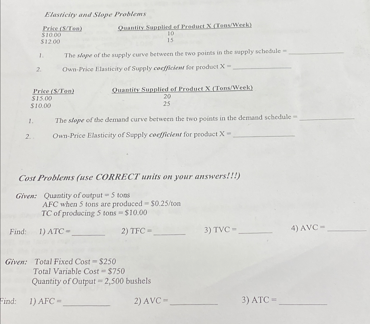 Solved Elasticity and Slope Problems\table[[Price | Chegg.com