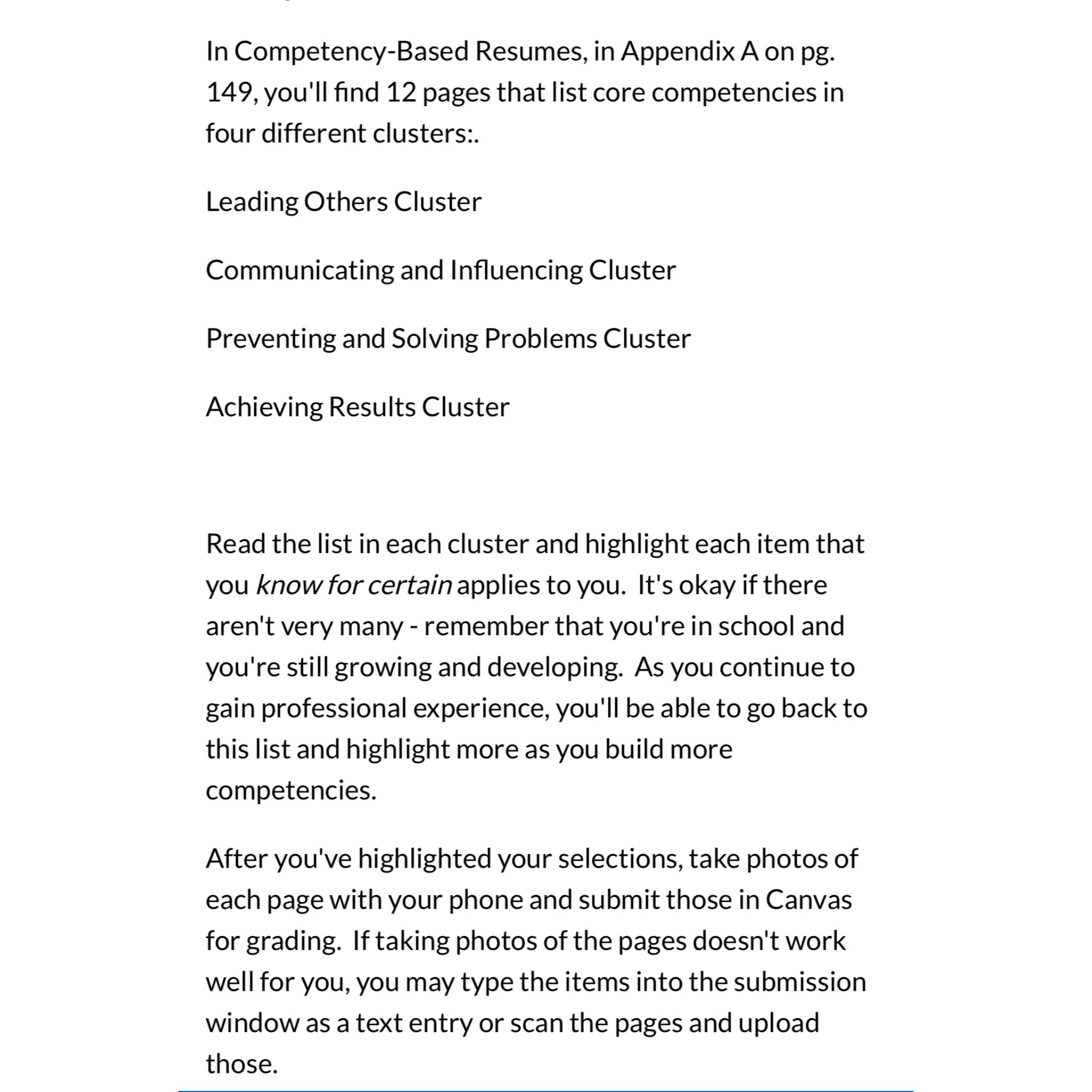 Solved In Competency-Based Resumes, in Appendix A on | Chegg.com