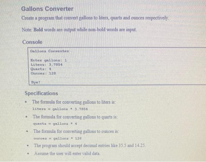 Solved Callons Converter Create a program that convert | Chegg.com