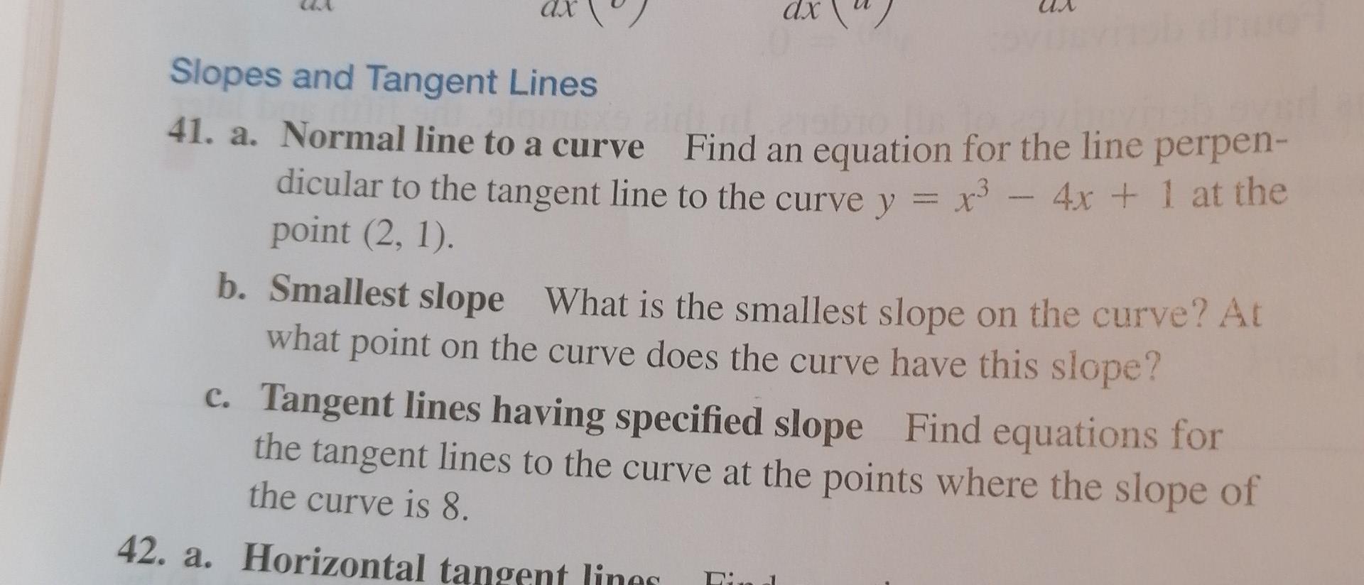 Solved Slopes and Tangent Lines 41. a. Normal line to a | Chegg.com