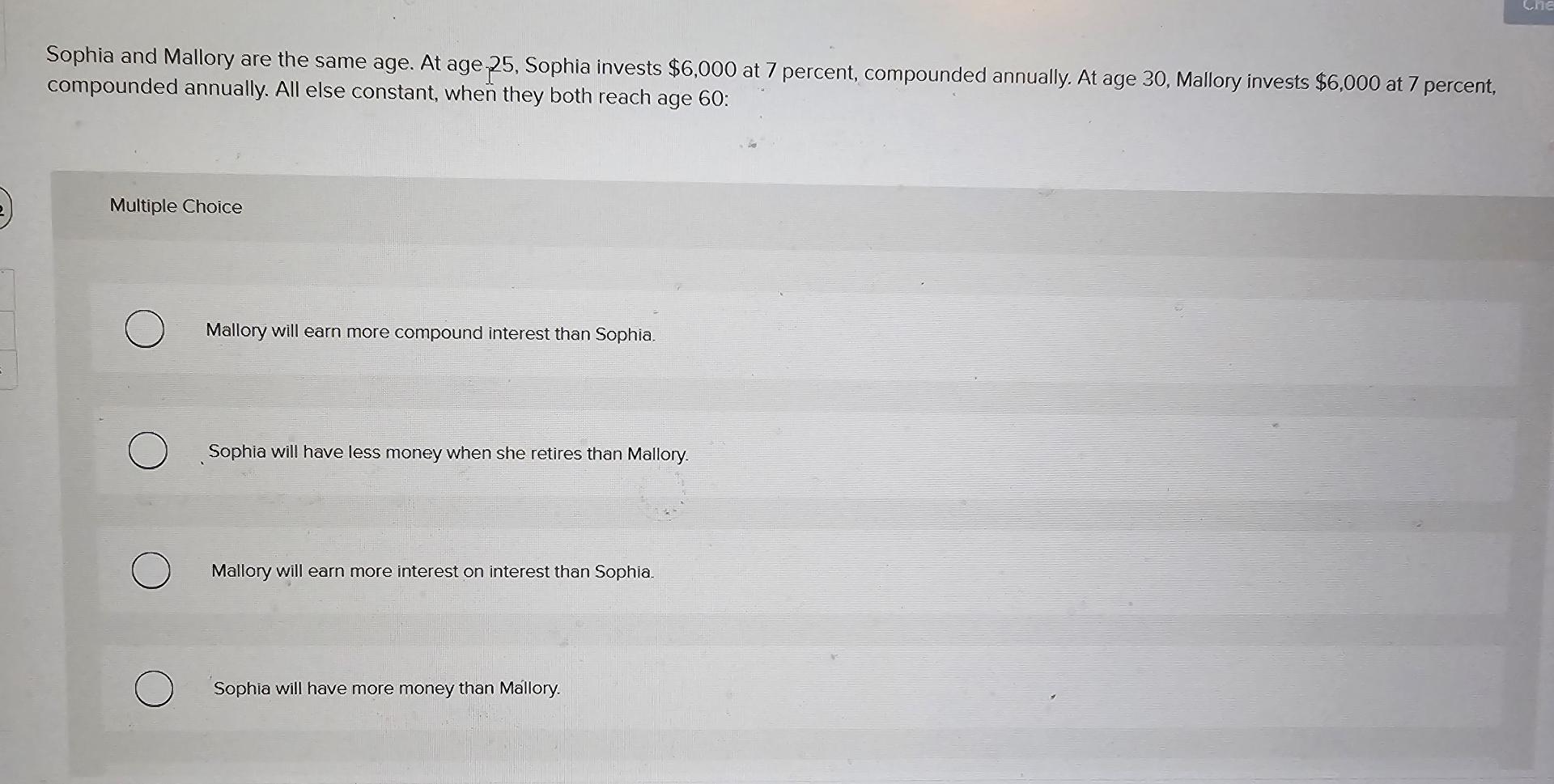 Solved Sophia and Mallory are the same age. At age 25 , | Chegg.com