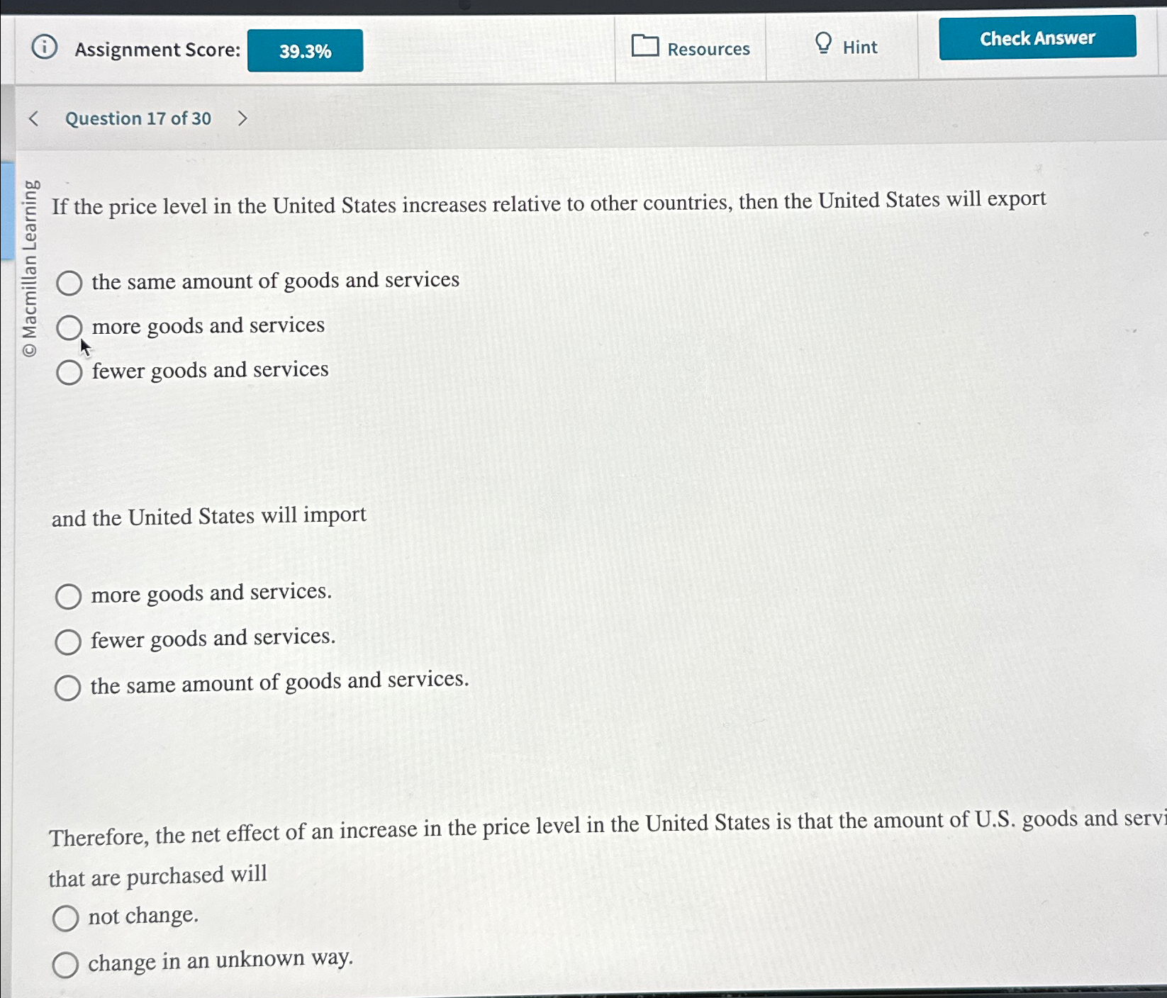 Solved Assignment Score:ResourcesQuestion 17 ﻿of 30If the | Chegg.com