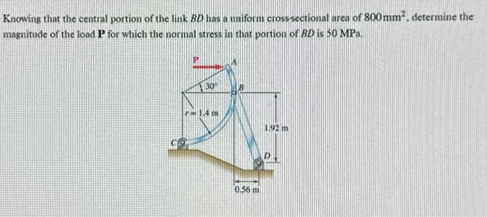 Solved Knowing that the central portion of the link BD has a | Chegg.com
