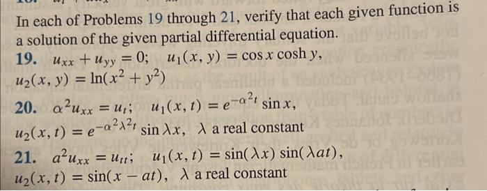 Solved In each of Problems 19 through 21, verify that each | Chegg.com