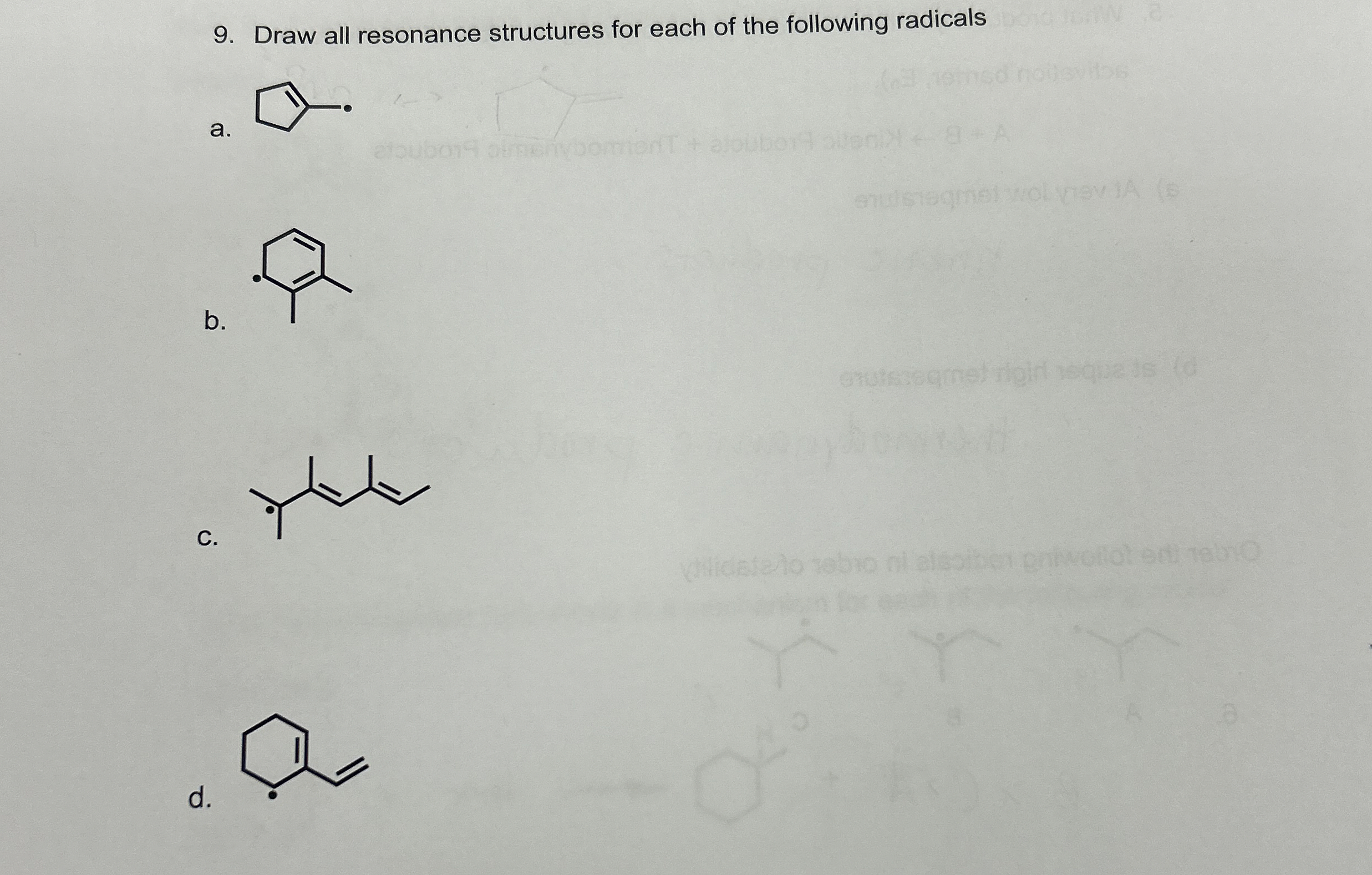 Solved Draw all resonance structures for each of the | Chegg.com